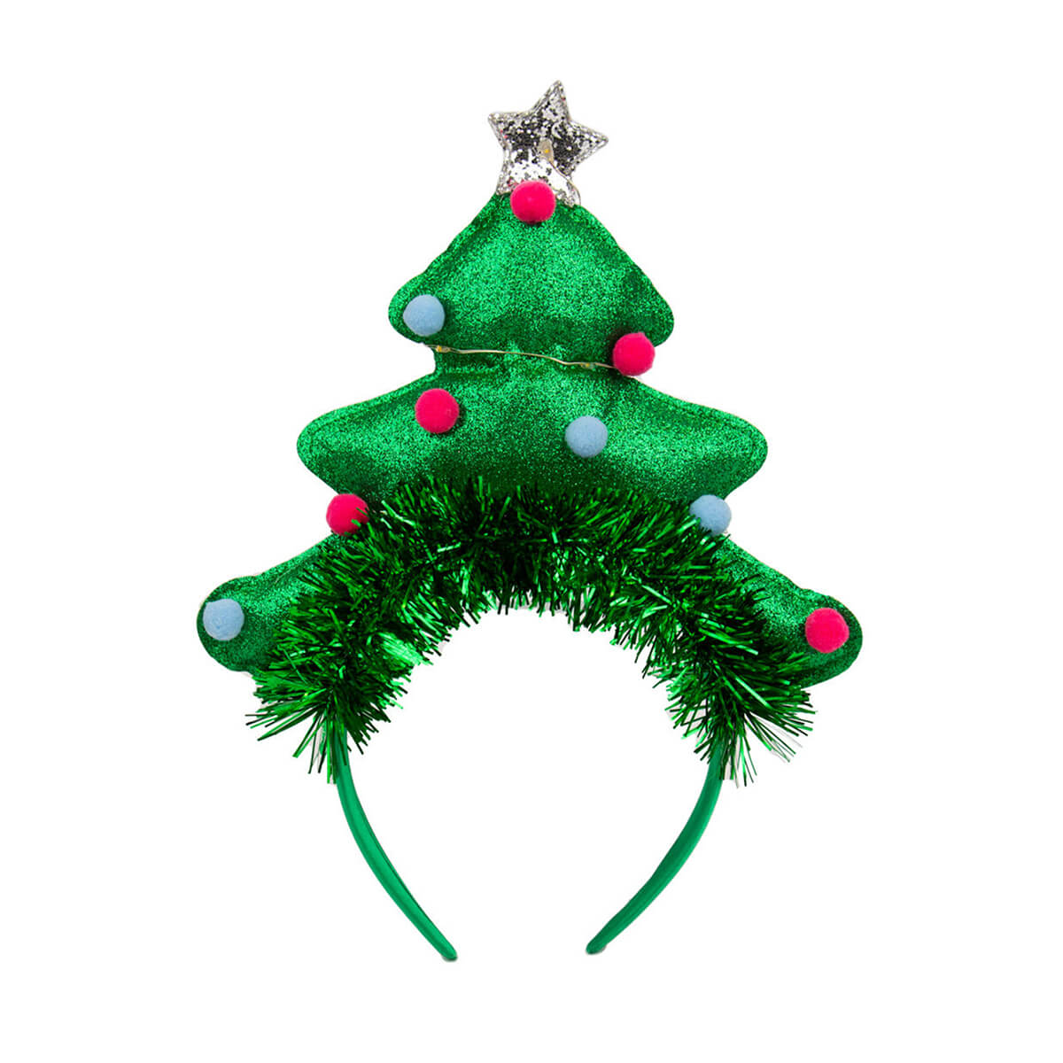 Green LED Christmas Tree Headband by Talking Tables – Junior Edition