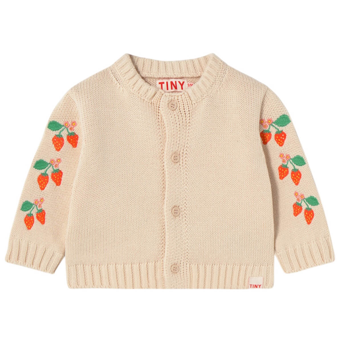 Strawberries Baby Cardigan in Light Cream by Tinycottons – Junior Edition