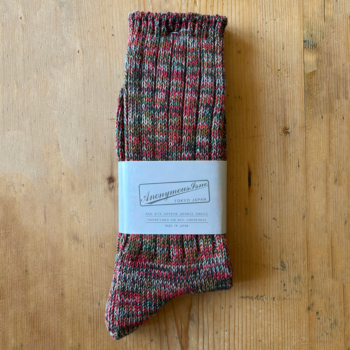 5 Colour Mix Crew Adult Socks in Red by Anonymous Ism – Junior Edition