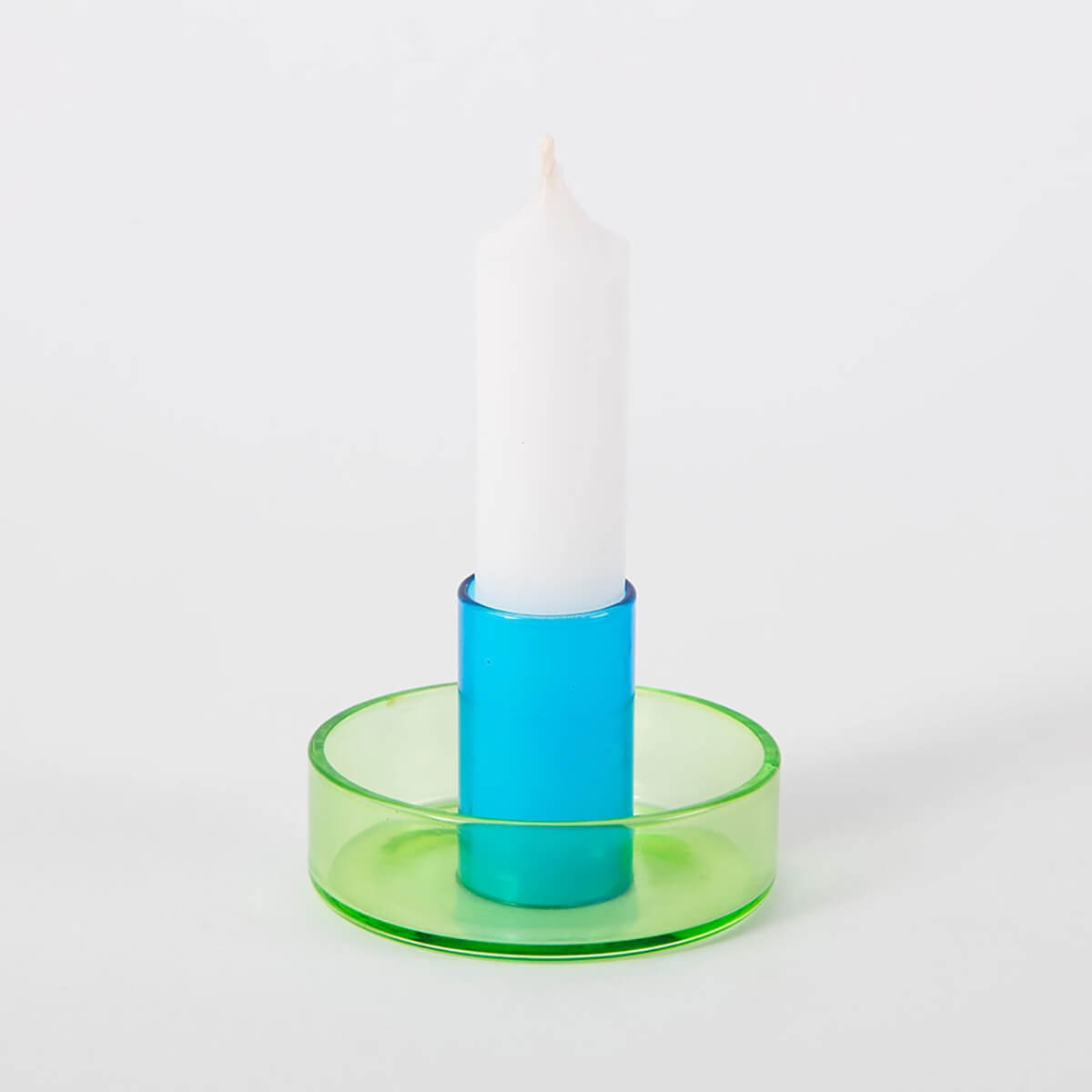 Duo Tone Glass Candle Holder in Green / Blue by Block Design – Junior ...