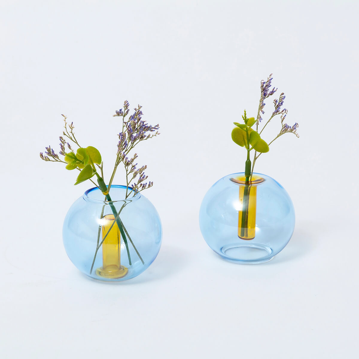 Mini Bubble Glass Vase in Blue / Yellow by Block Design – Junior Edition