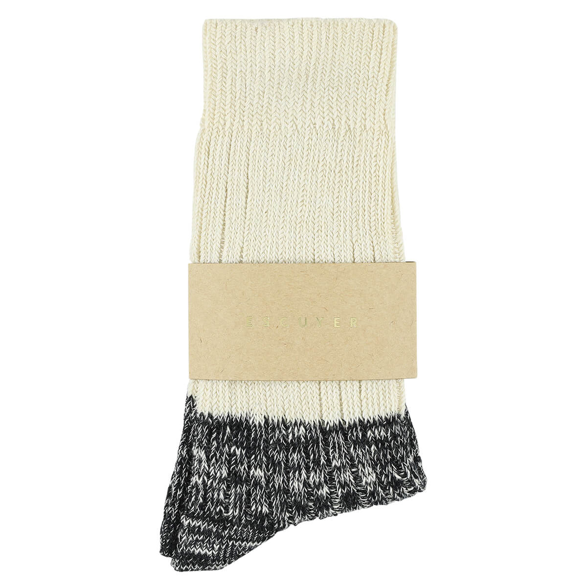 Melange Colour Block Socks in Ecru / Black by Escuyer – Junior Edition
