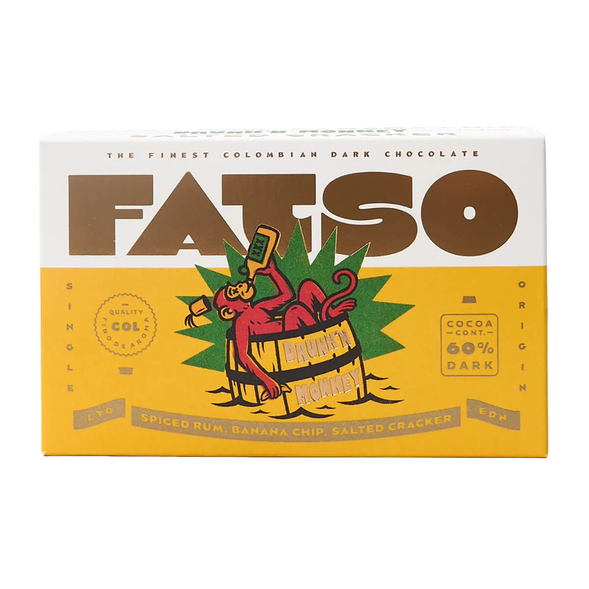 Drunk'n Monkey 60% Dark Chocolate Bar by Fatso – Junior Edition