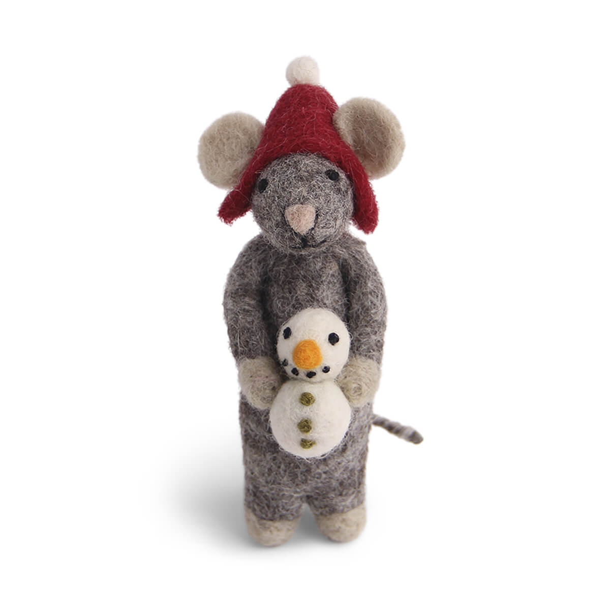 Grey Mouse With Snowman Hanging Christmas Decoration by Gry & Sif ...