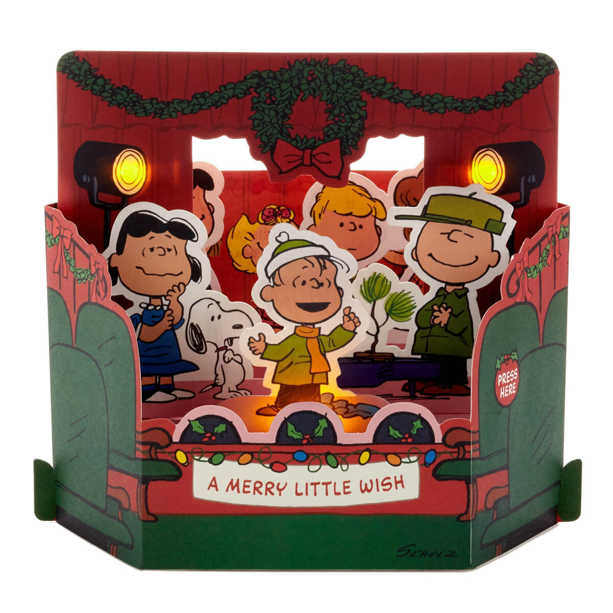 Pop-Up Peanuts Light and Sound Christmas Greetings Card by Hallmark ...
