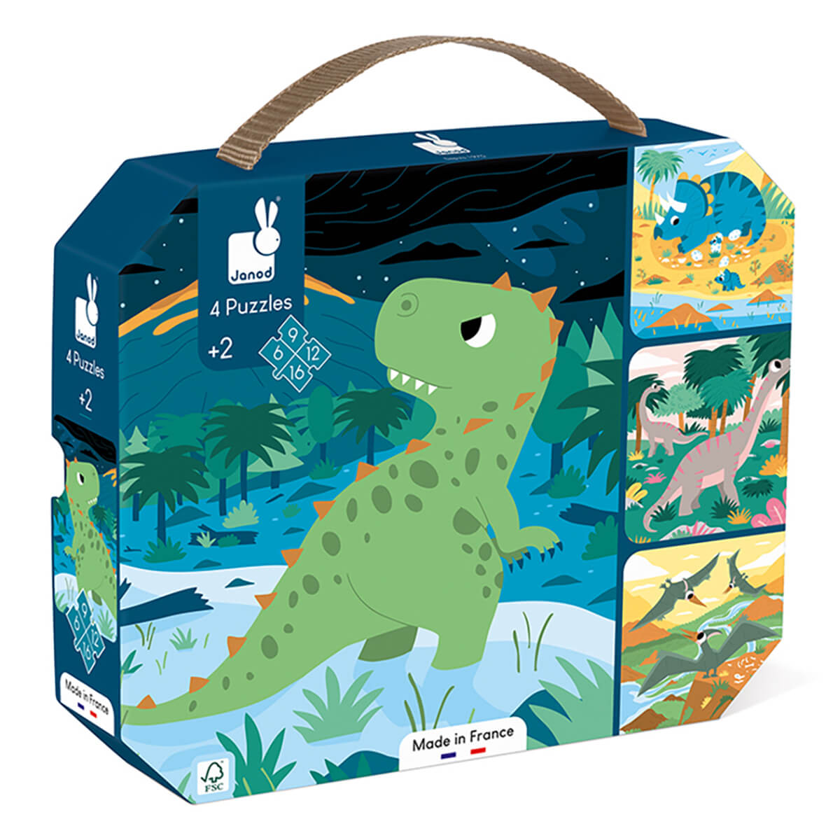 4 Progressive Dinosaur Puzzles by Janod – Junior Edition