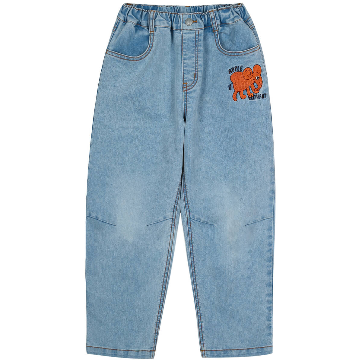 Elephant Brushed Denim Pants in Blue by Jelly Mallow – Junior Edition