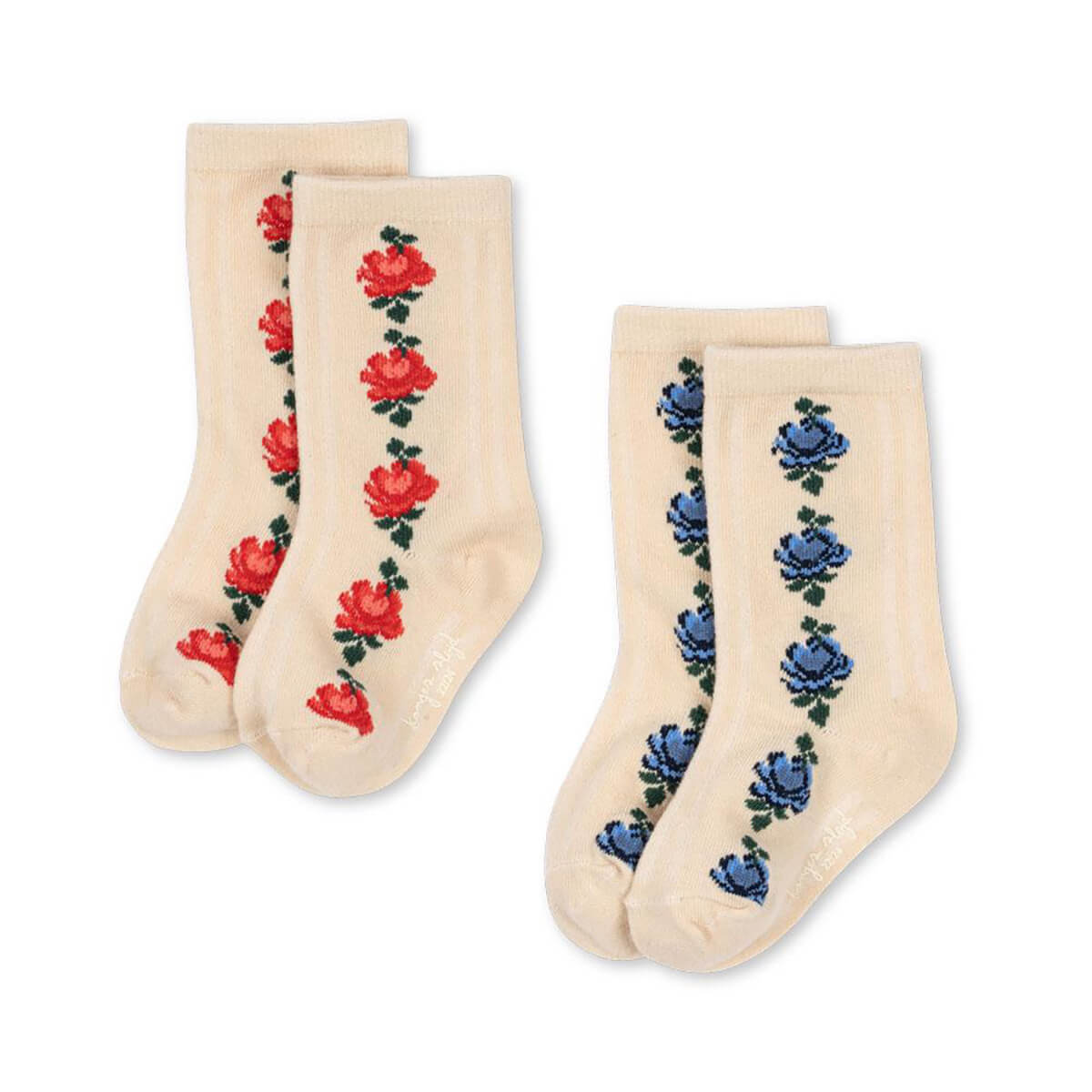 2 Pack Jacquard Socks in Rose Mix by Konges Sløjd – Junior Edition