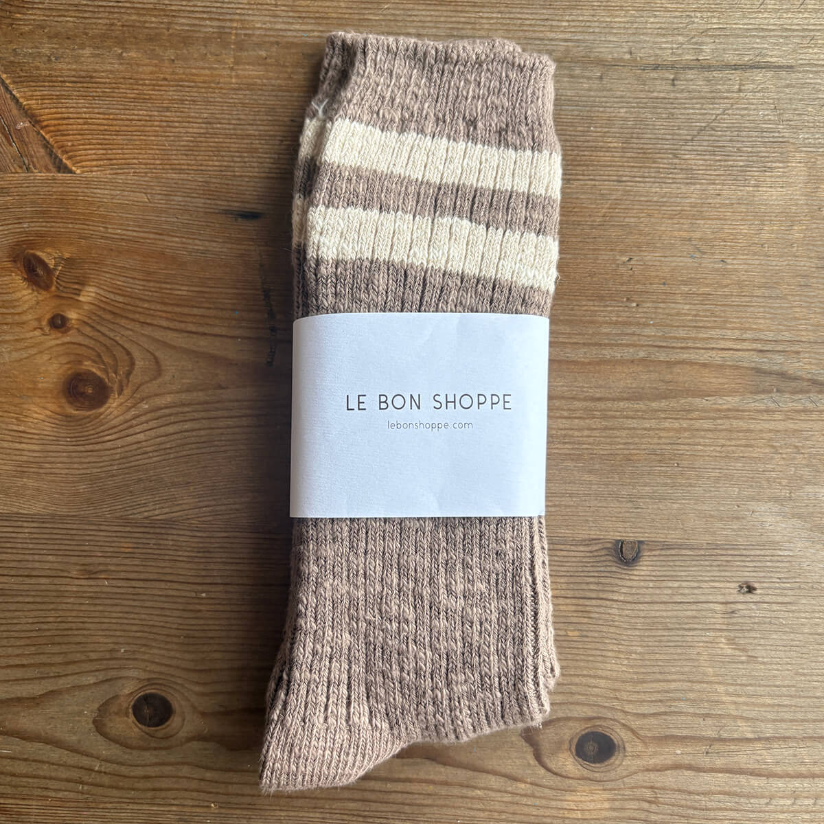 Cottage Varsity Adult Socks in Flax Varsity by Le Bon Shoppe – Junior Edition
