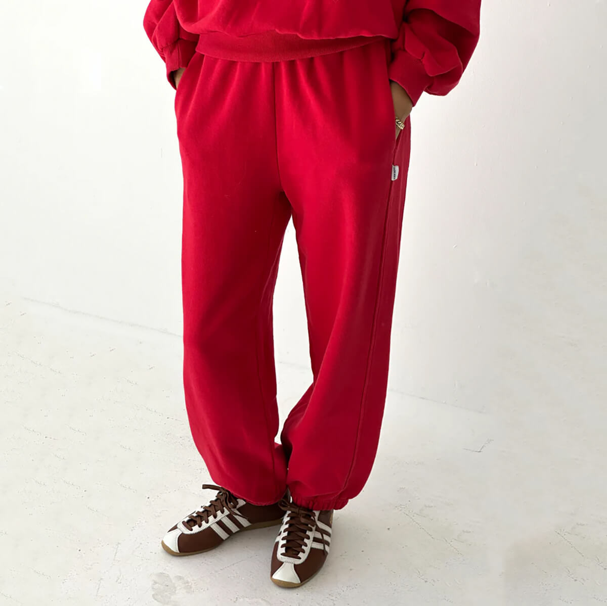 French Terry Balloon Pants in Red Tulip by Le Bon Shoppe – Junior Edition