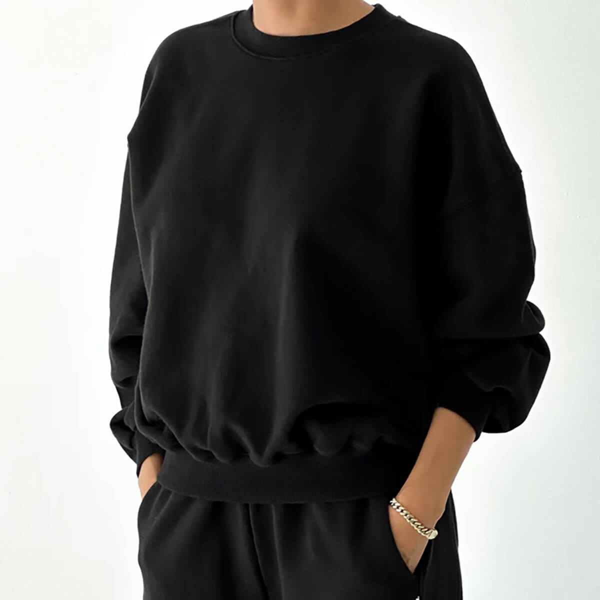 French Terry Core Sweatshirt in Black by Le Bon Shoppe – Junior Edition
