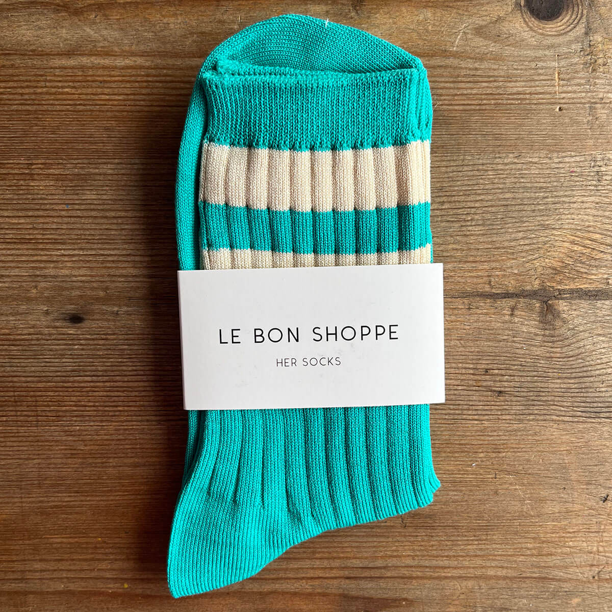Her Varsity Adult Socks in Jade by Le Bon Shoppe – Junior Edition