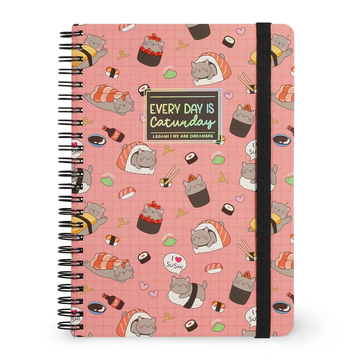 Sushi Cat A5 Lined Spiral Bound Notebook by Legami – Junior Edition