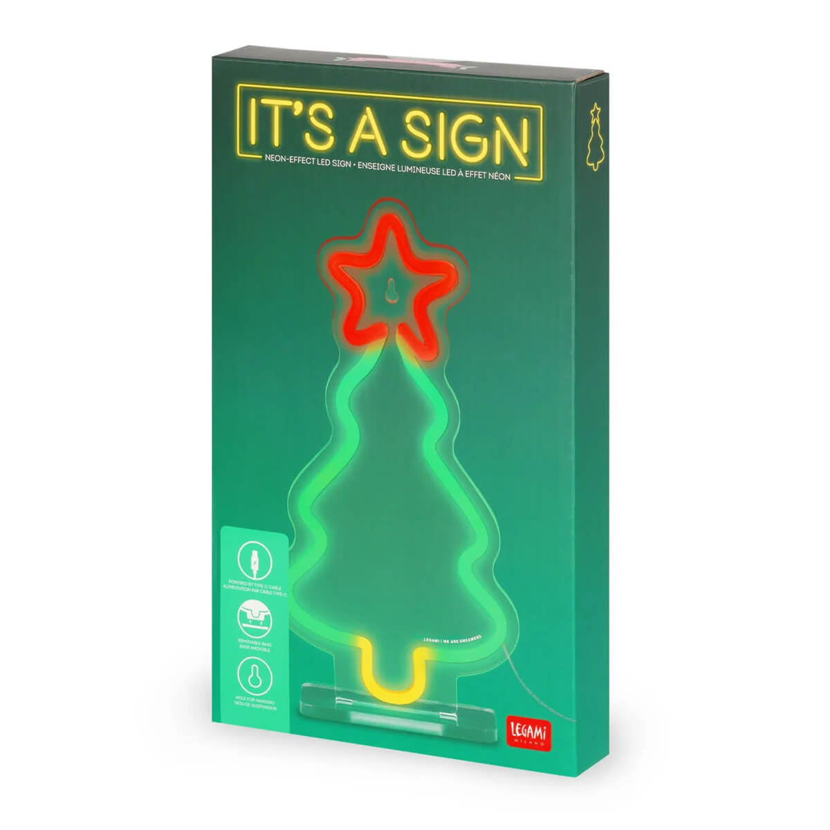 Christmas Tree Neon-Effect LED Lamp by Legami – Junior Edition