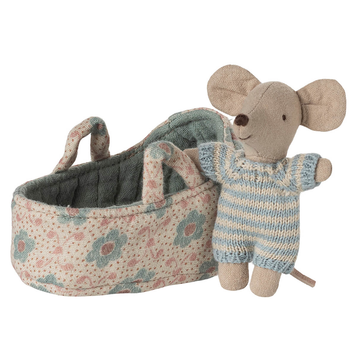 Baby Mouse in Carry Cot in Blue by Maileg – Junior Edition
