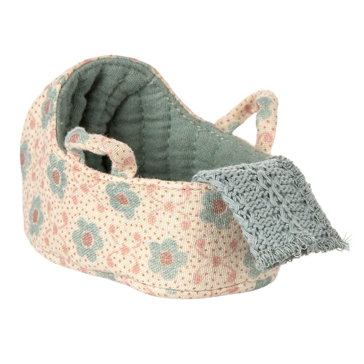 Mini Carrycot for Baby Mouse (10cm) in Blue by Maileg – Junior Edition