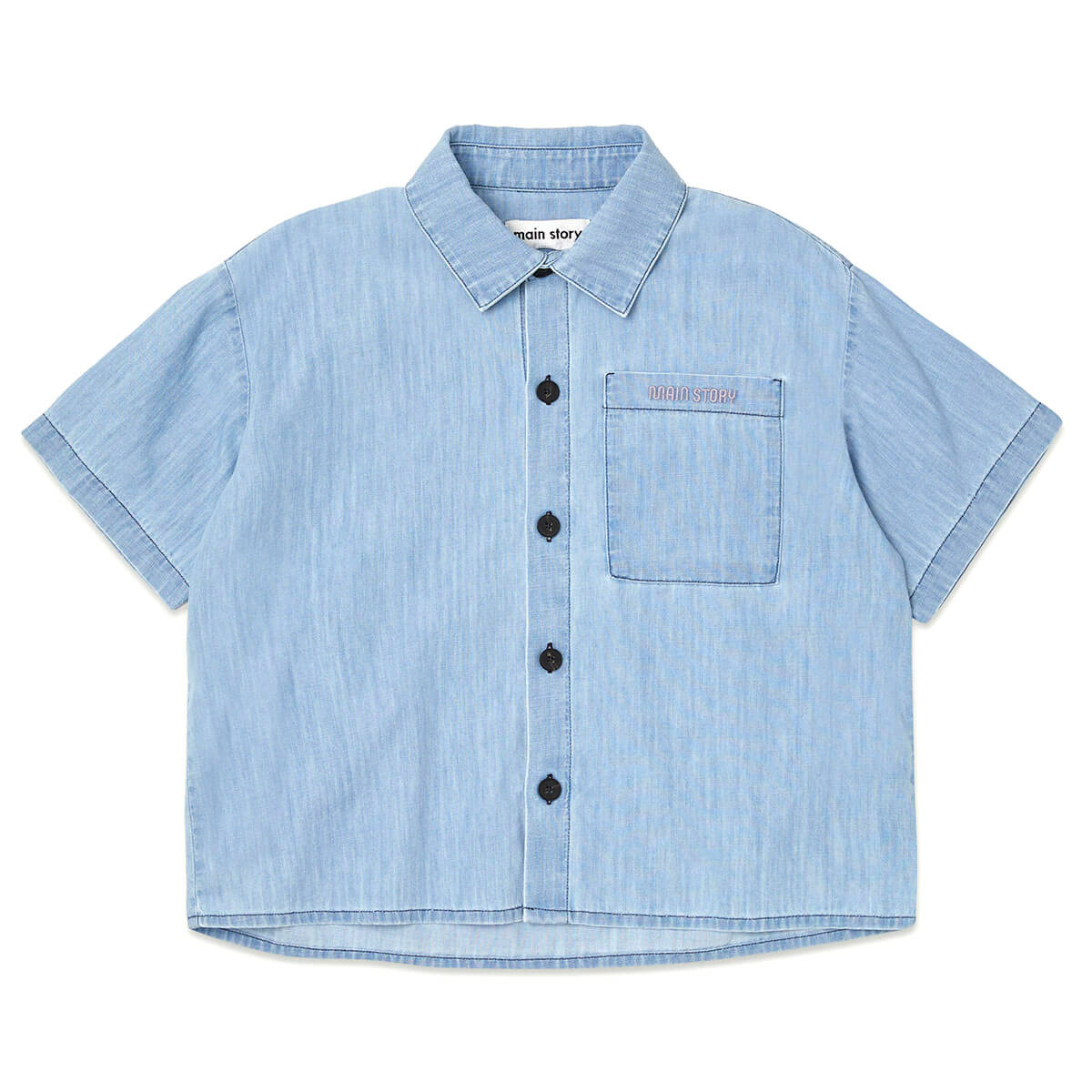 Short Sleeve Shirt in Extra Bleach Wash Denim by Main Story – Junior ...