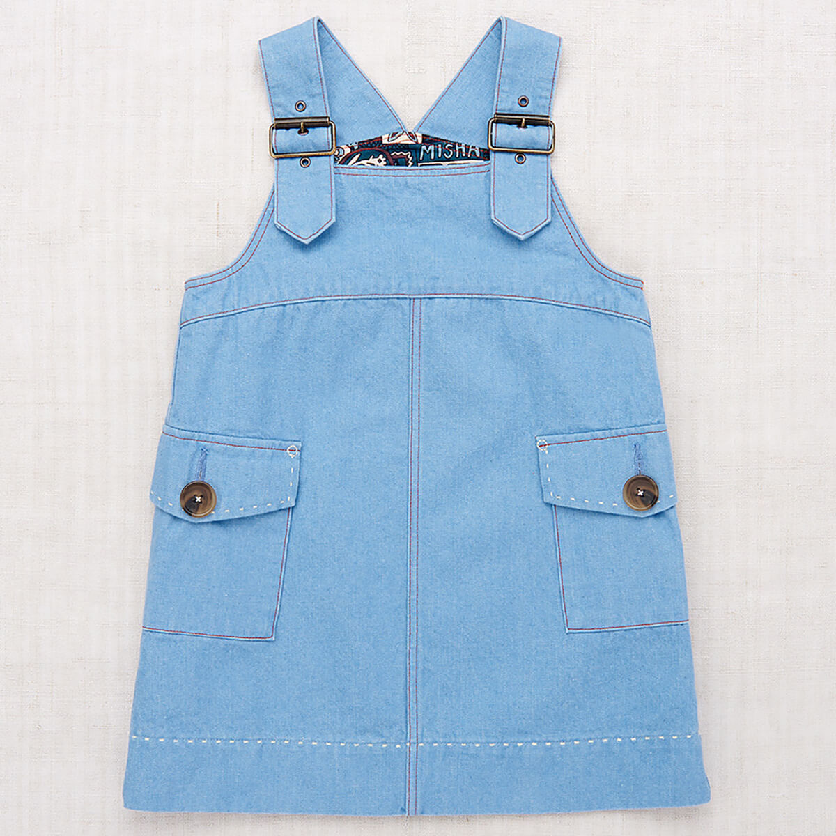Buckle Jumper Dress in Baby Blue by Misha & Puff – Junior Edition