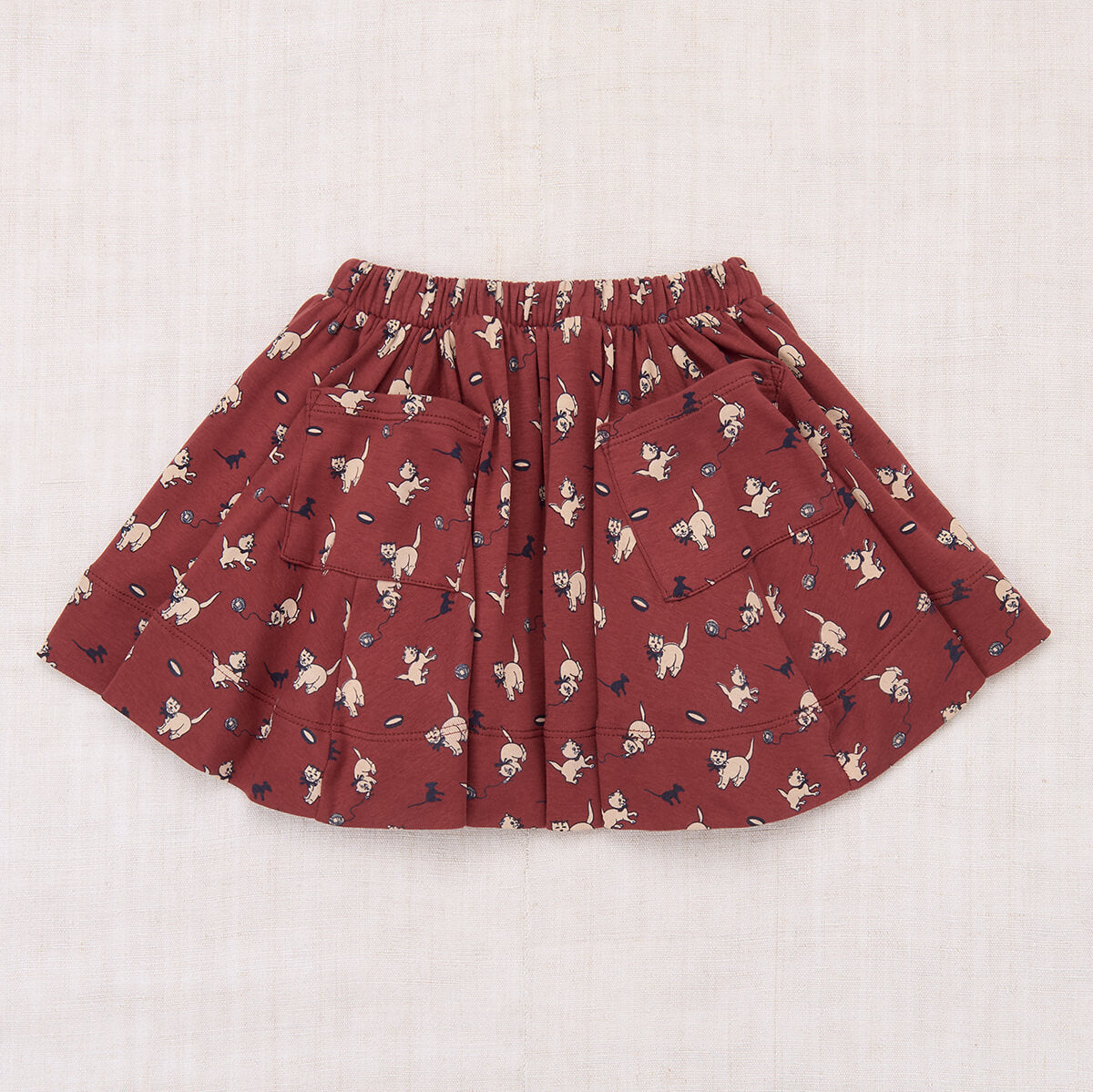 Circle Skirt in Madder Root Cat & Mouse by Misha & Puff – Junior Edition