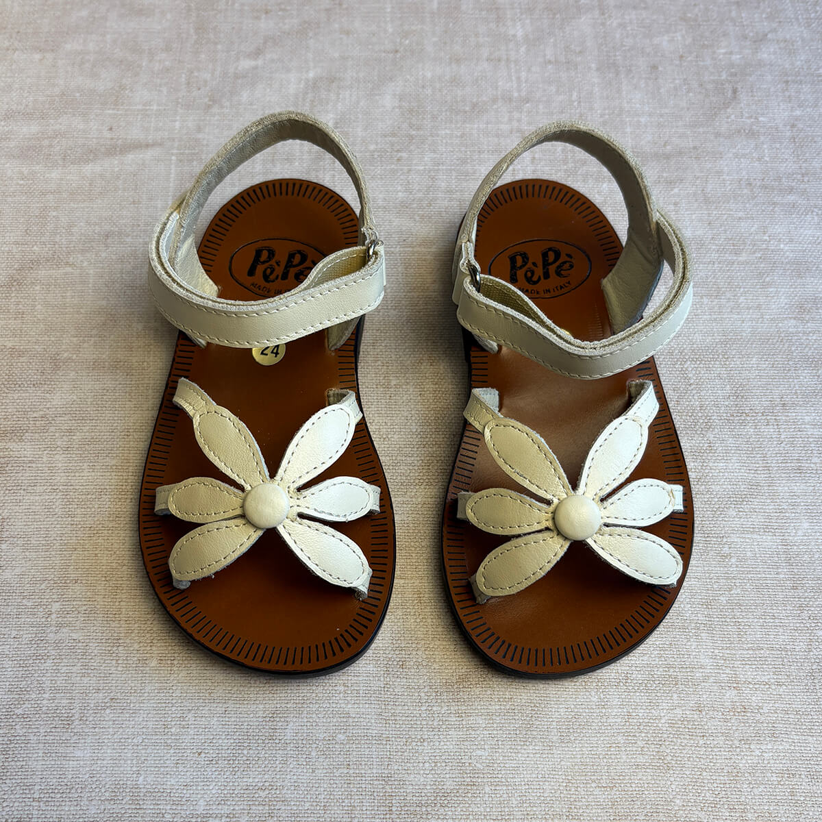 Giulia Flower Sandals in Burro White by PèPè – Junior Edition