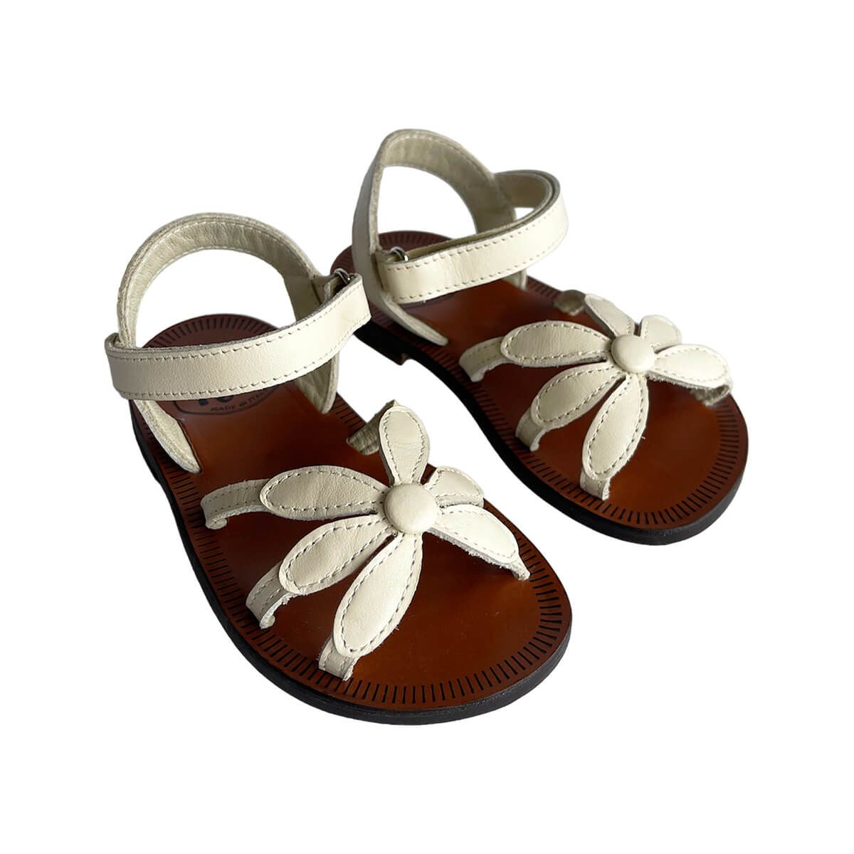 Giulia Flower Sandals in Burro White by PèPè – Junior Edition