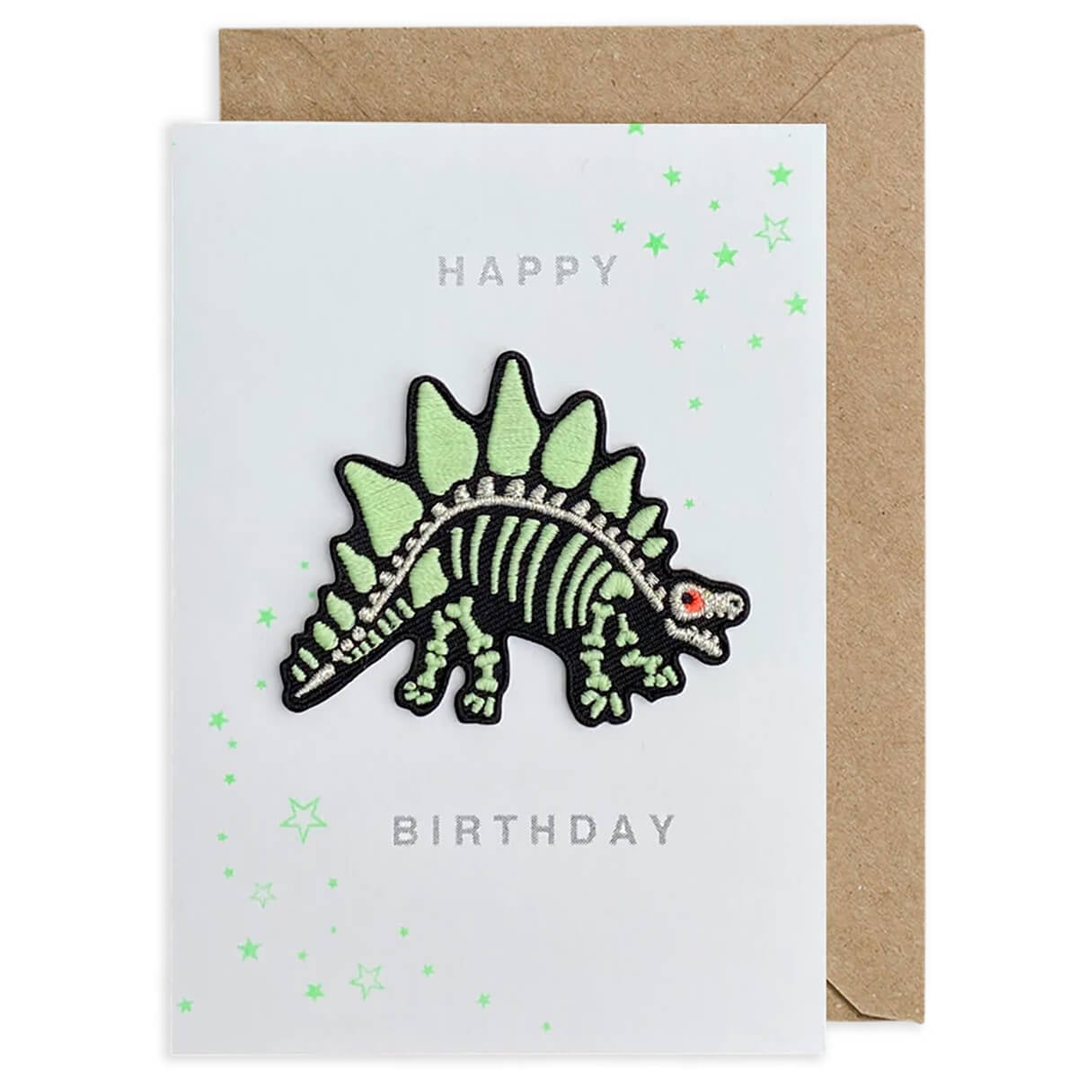 Dinosaur Skeleton Iron On Patch Greetings Card by Petra Boase – Junior ...