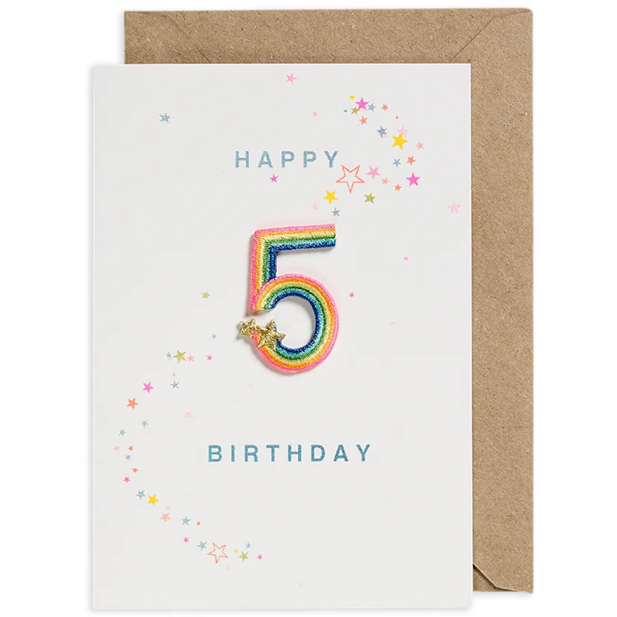 Rainbow Embroidered Age Card by Petra Boase - Age 5 – Junior Edition