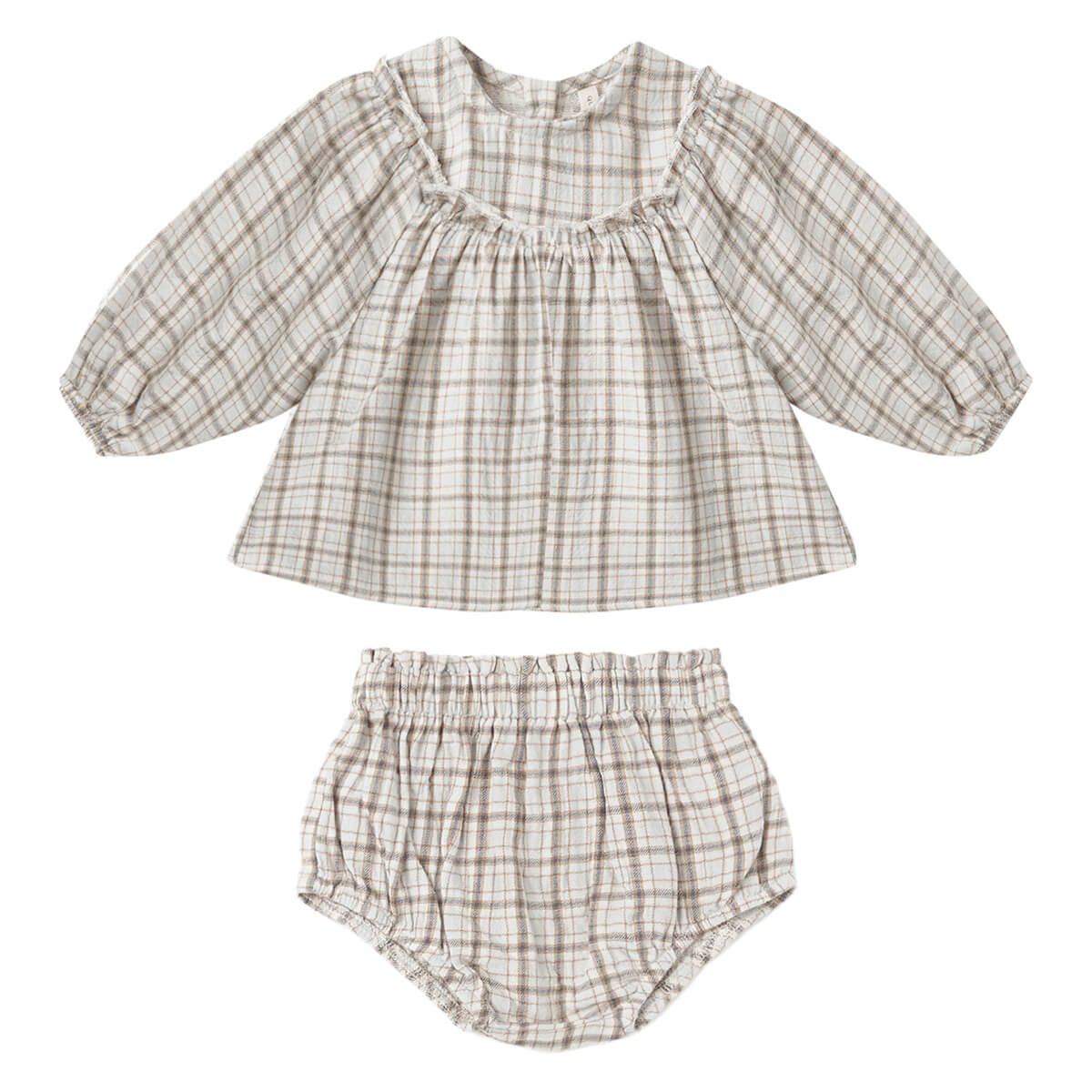 Mia Top and Bloomer Set in Blue Plaid by Quincy Mae – Junior Edition