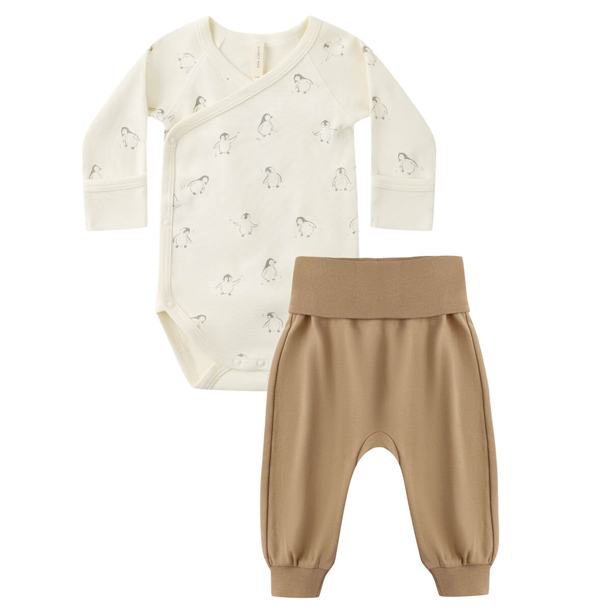 Side Snap Bodysuit and Pant Set in Penguins by Quincy Mae – Junior Edition