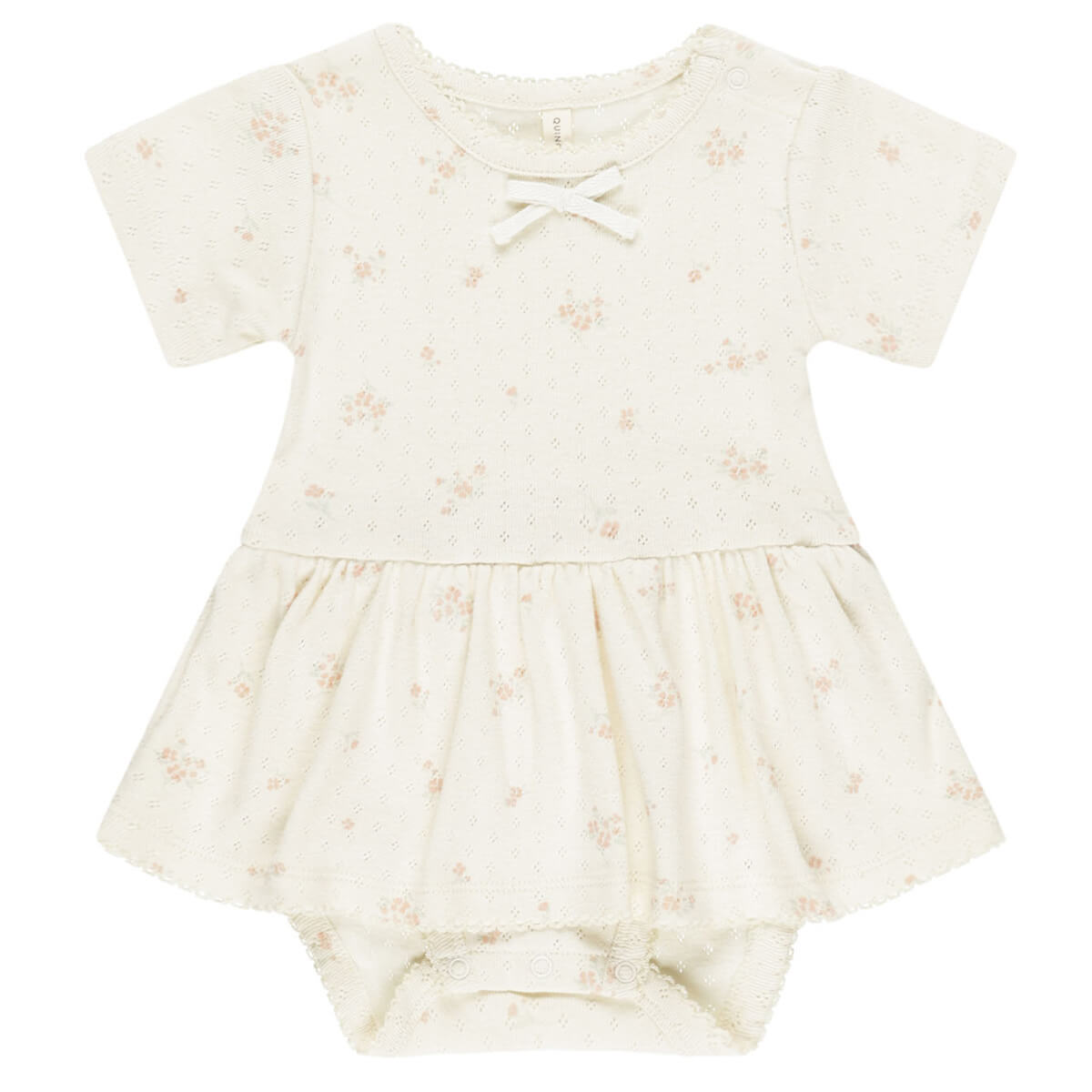 Pointelle Skirted Bodysuit in Pink Ditsy by Quincy Mae – Junior Edition