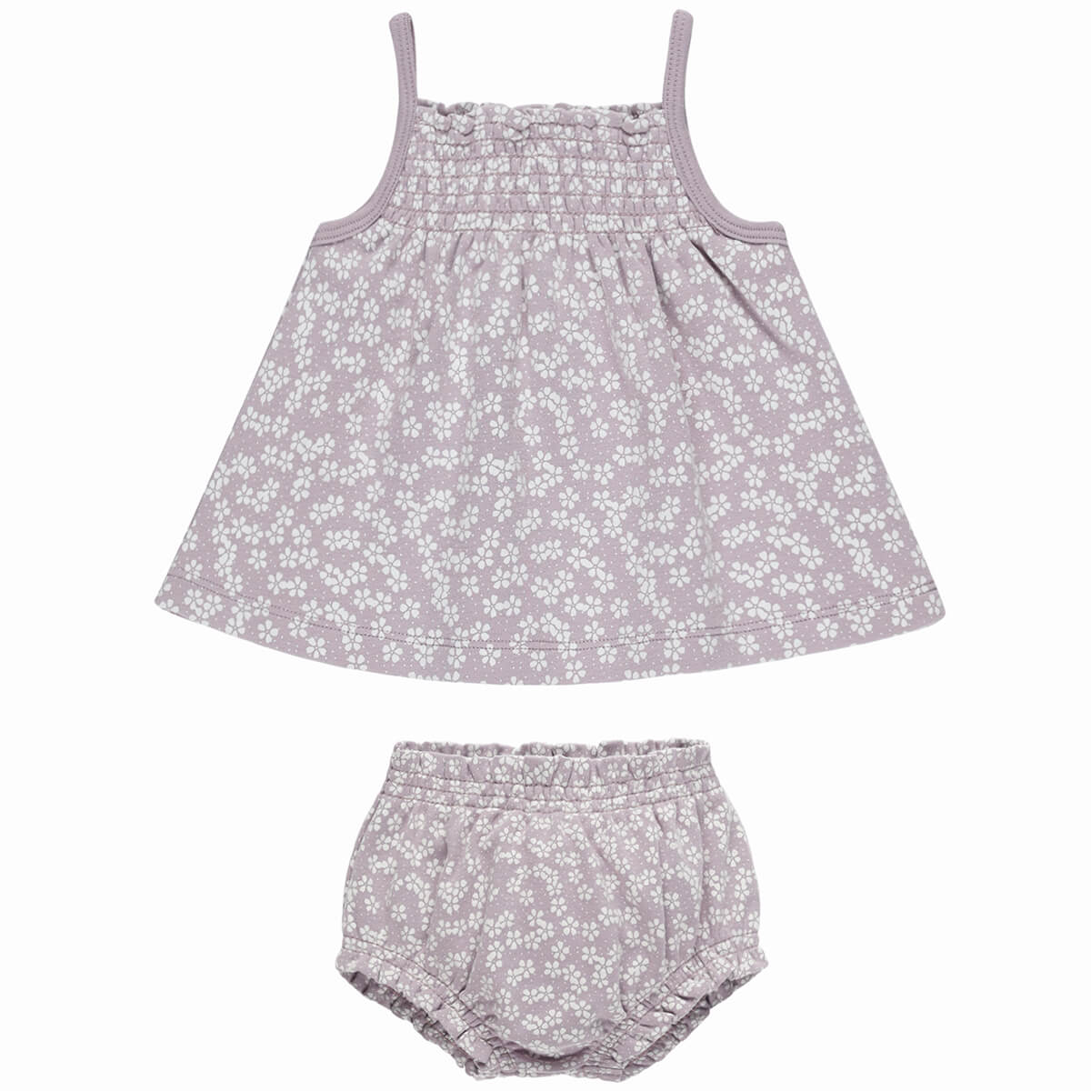 Smocked Tank + Bloomer Set in Lavender Ditsy by Quincy Mae – Junior Edition