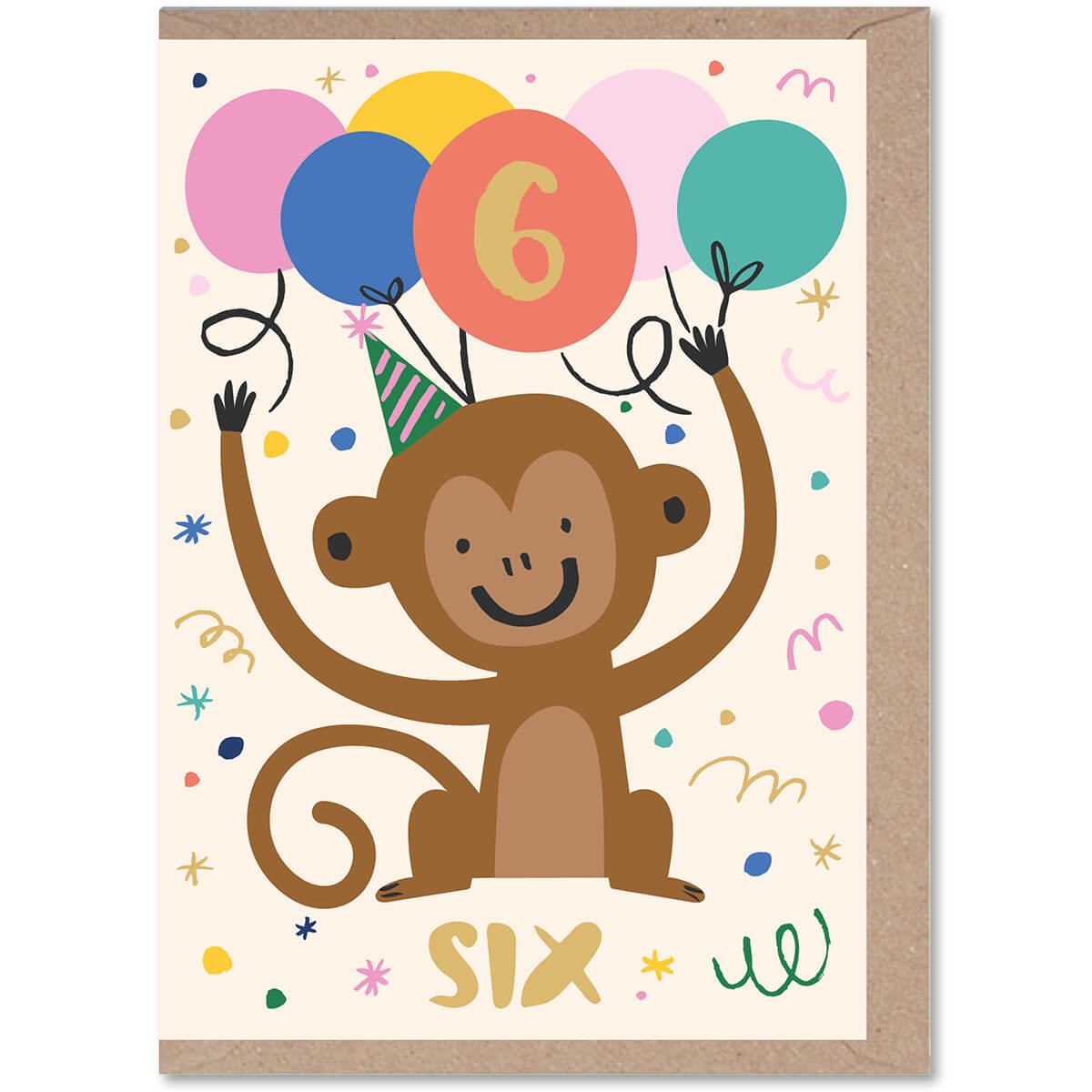 6 Monkey Age Greetings Card by Rumble Cards – Junior Edition