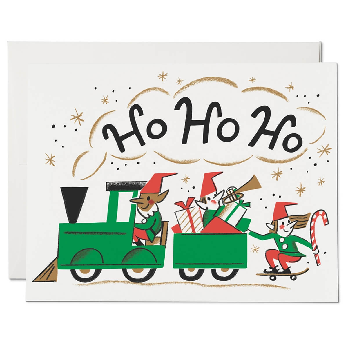 Elf Train Christmas Greetings Card by Red Cap Cards – Junior Edition