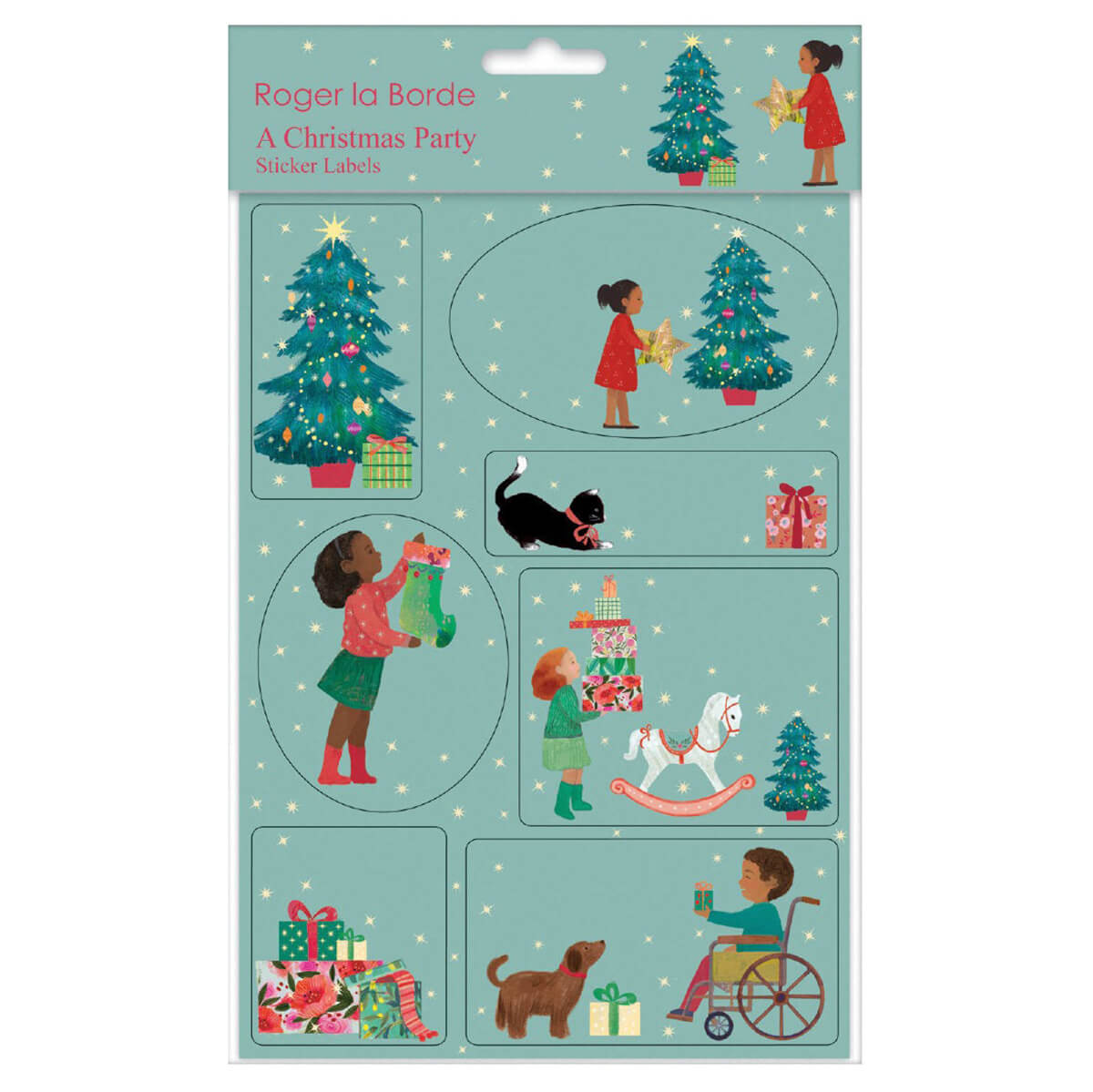 A Christmas Party Sticker Labels Sheet by Roger La Borde – Junior Edition