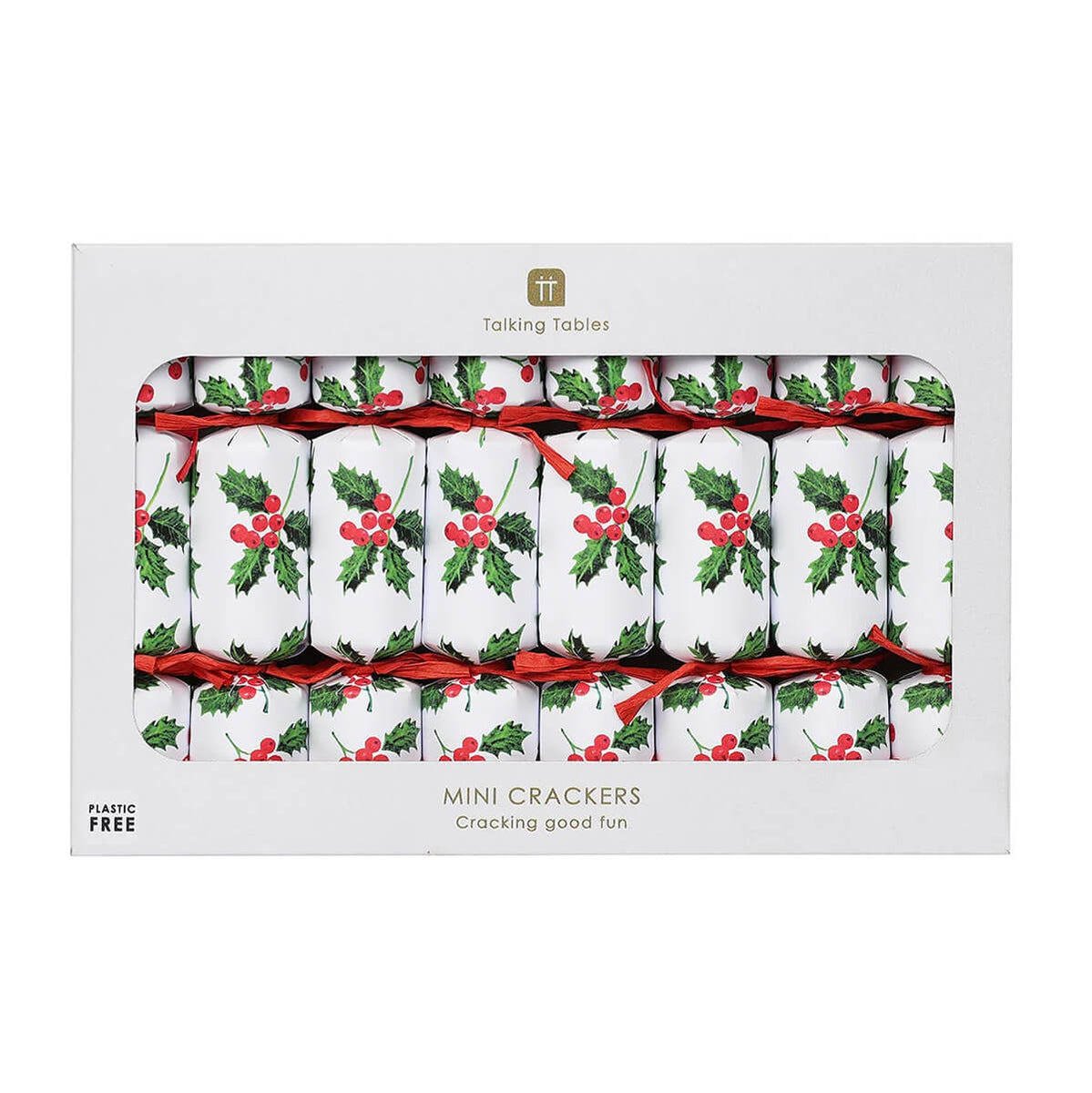 Holly Mini Christmas Crackers by Talking Tables – Junior Edition