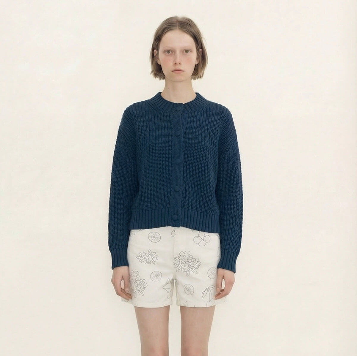 Round Neck Cardigan in Stone by The Tiny Big Sister – Junior Edition