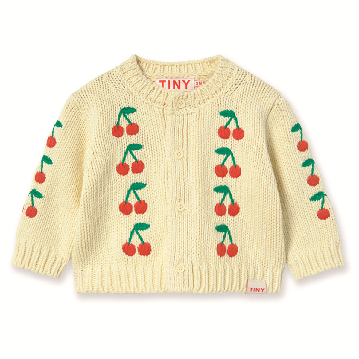 Mini Cherries Baby Cardigan in Dusty Yellow by Tinycottons – Junior Edition