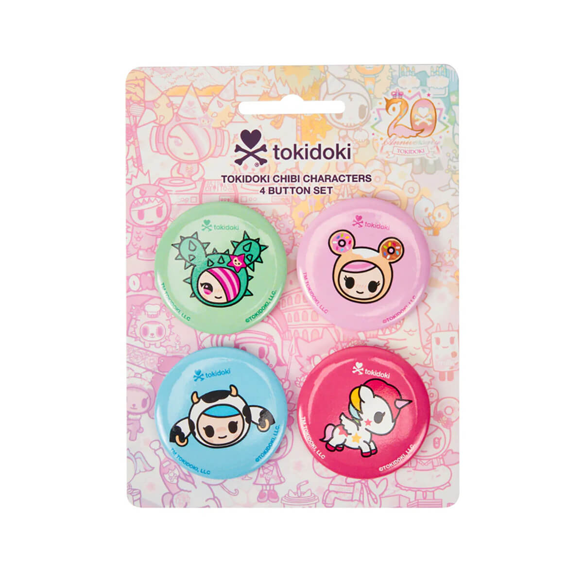 Tokidoki 20th Anniversary Chibi 4 Character Badge Set by Tokidoki ...