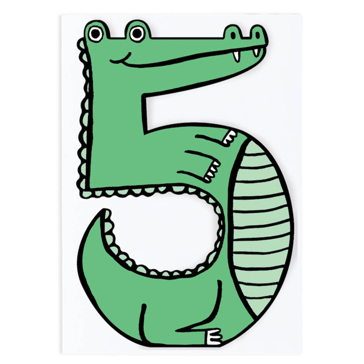 Crocodile 5th Birthday Number Greetings Card by Alice Bowsher for Wrap ...