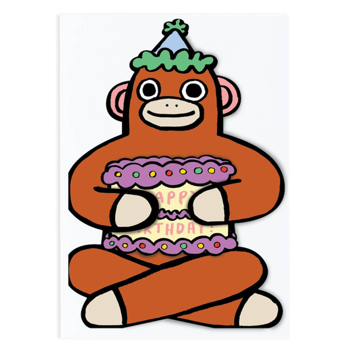 Monkey With Mini Card Die Cut Birthday Greetings Card by Alice Bowsher ...