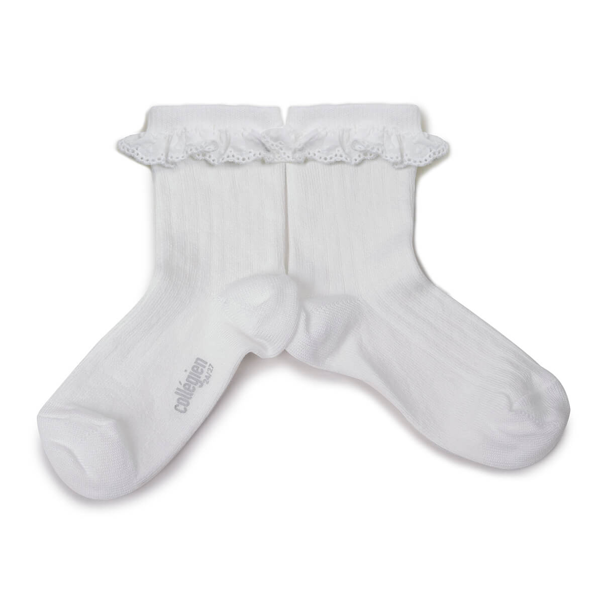 Pauline Lightweight Ribbed Ankle Socks in Blanc Neige by Collegien ...