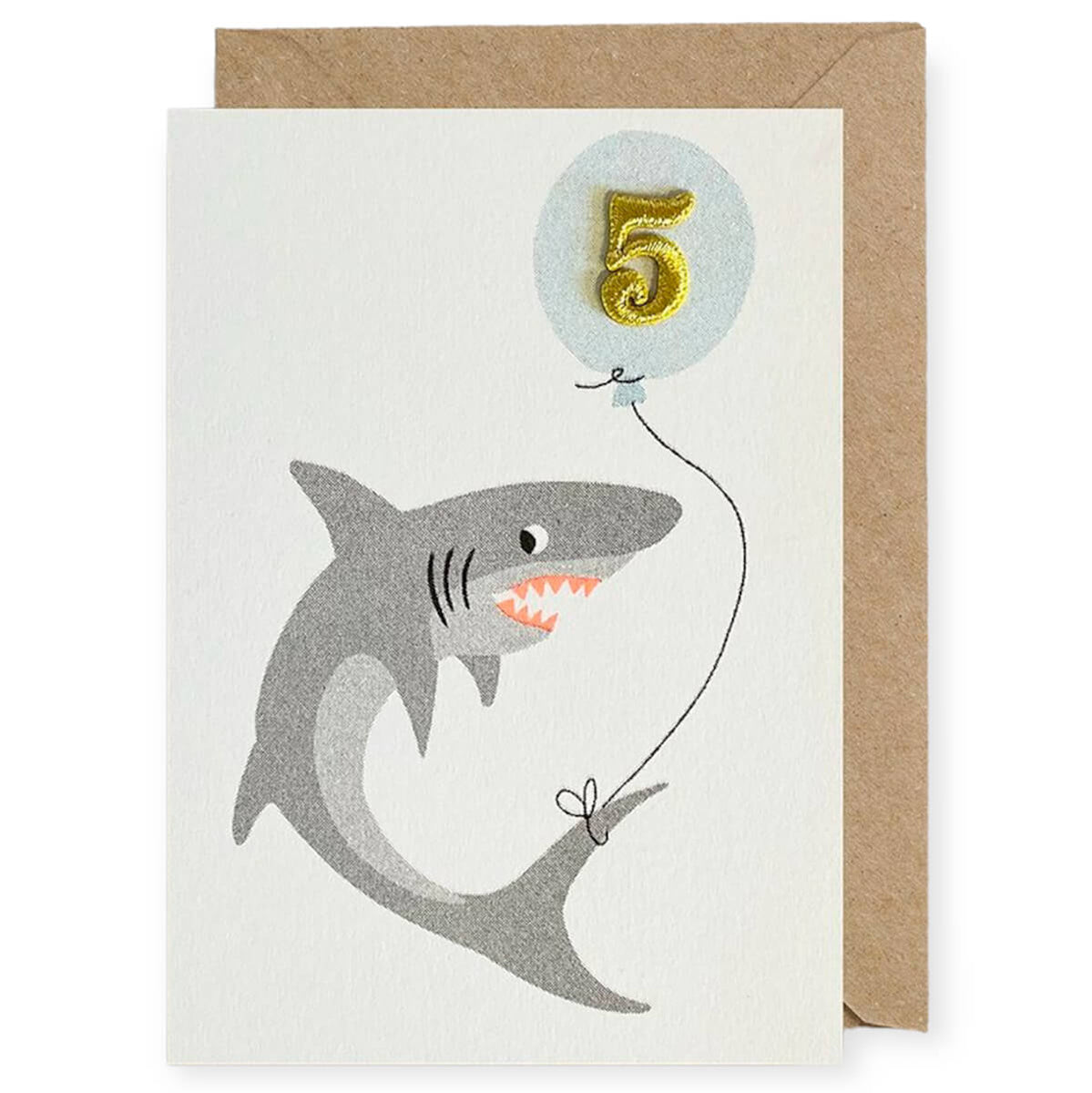 Shark Embroidered Age Card by Petra Boase - Age 5 – Junior Edition