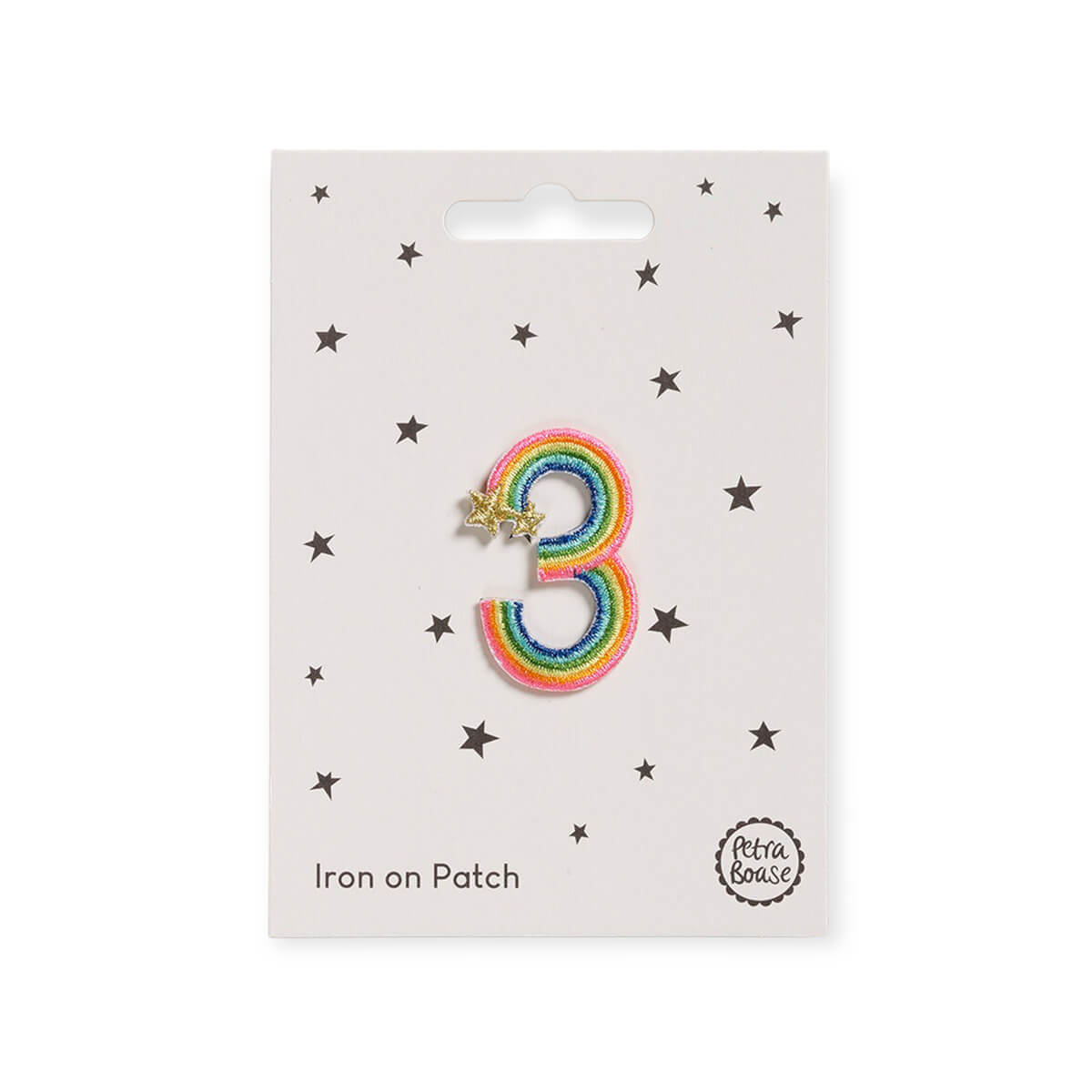 Rainbow Number Three Iron On Patch by Petra Boase – Junior Edition